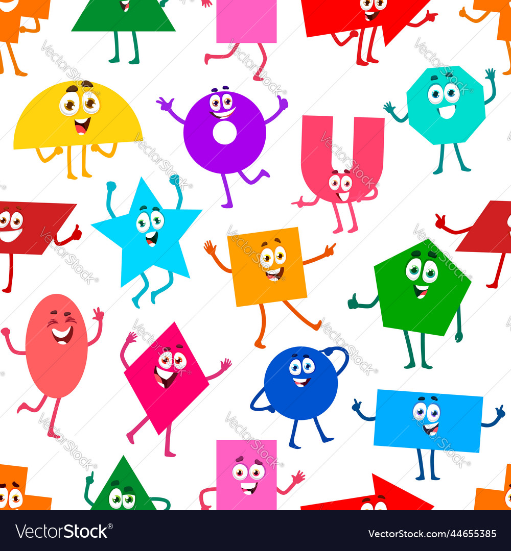Math shape characters seamless pattern Royalty Free Vector