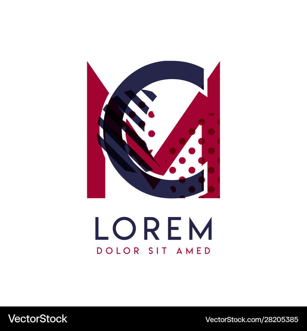 Mc simple logo design with blue and maroon color Vector Image