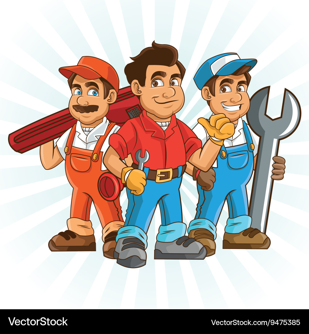Plumbing service plumber cartoon design Royalty Free Vector