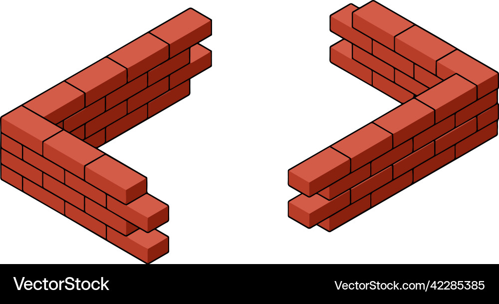 Red brick wall of house element building Vector Image
