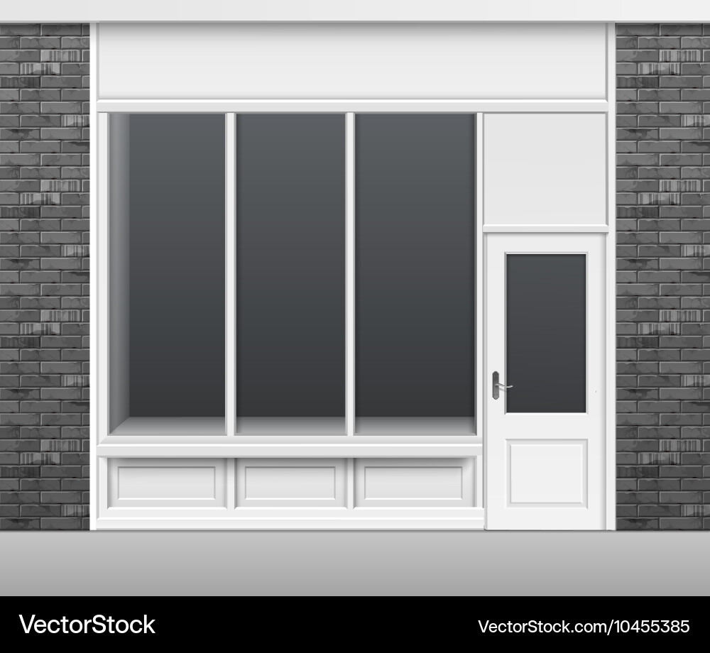 Shop store front with windows showcase and door Vector Image