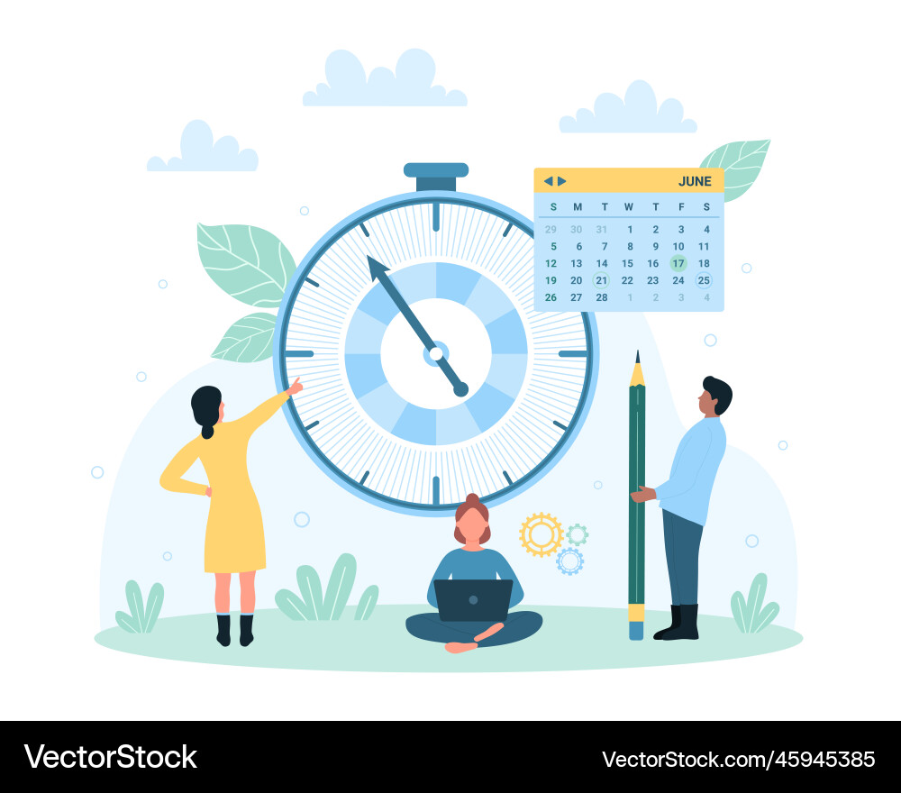 Time management tiny people control progress Vector Image