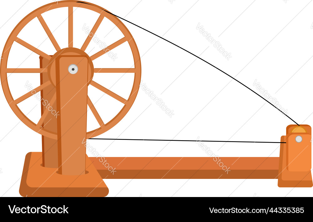 Wooden spinning wheel on a white background Vector Image