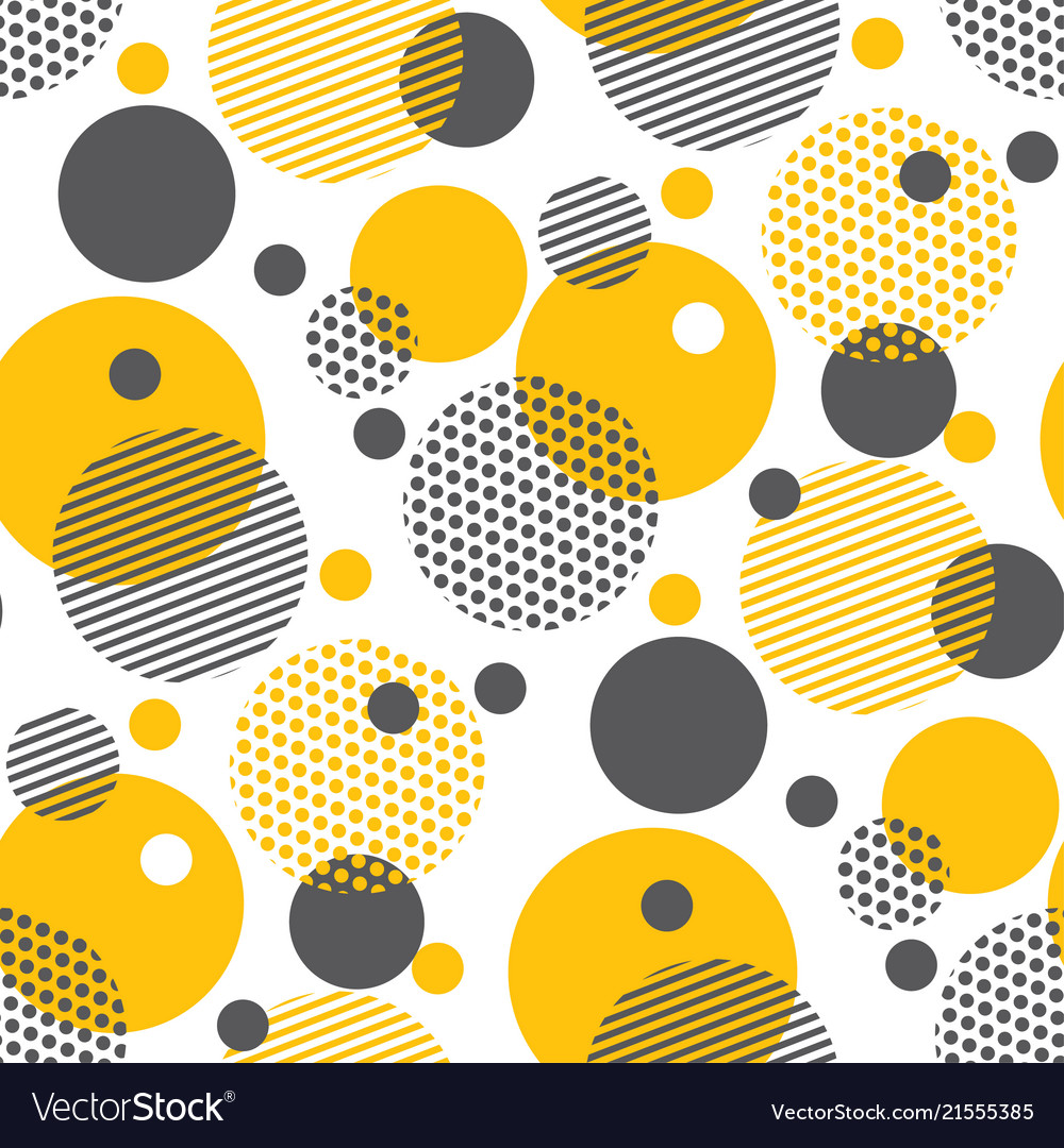 Yellow random round geometry seamless pattern Vector Image
