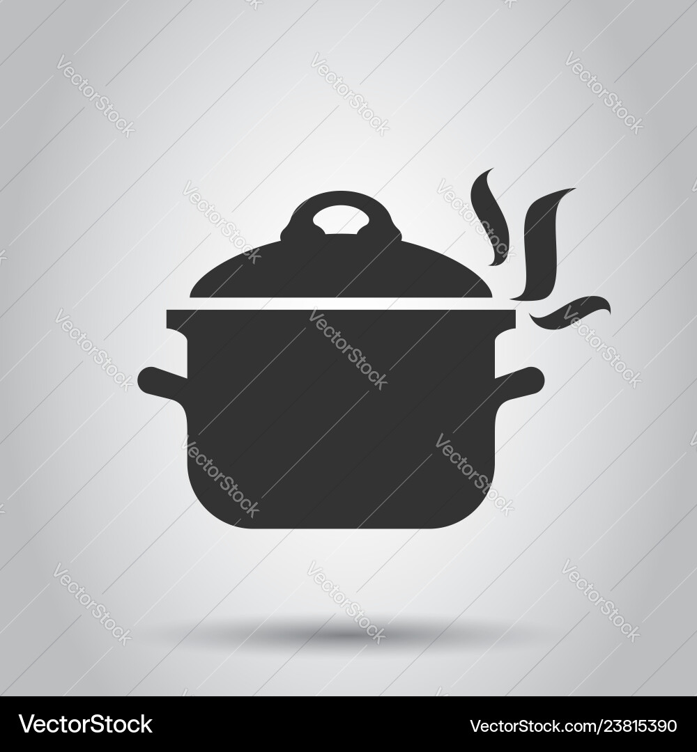 Cooking pan icon in flat style kitchen pot Vector Image
