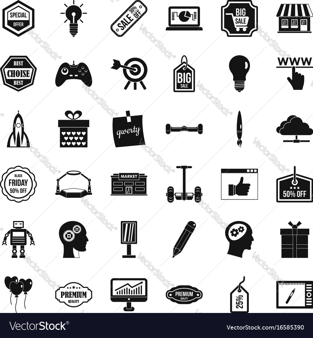 Creative market icons set simple style Royalty Free Vector