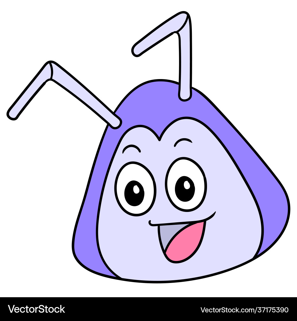 Cute insect head emoticon smiling doodle icon Vector Image