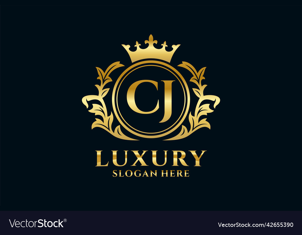 Initial cj letter royal luxury logo template Vector Image