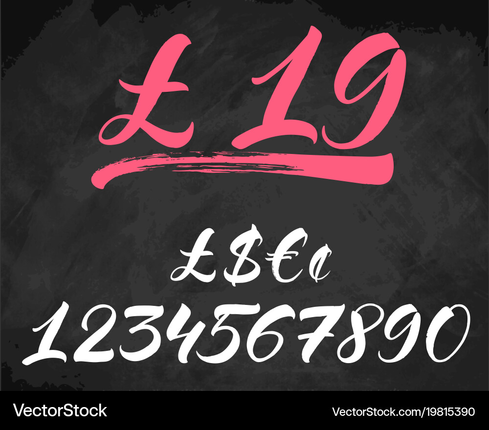 Numbers and currency lettering Royalty Free Vector Image
