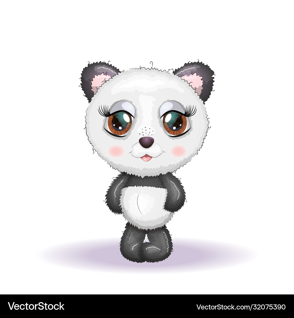 Sitting cute little panda isolated on white Vector Image