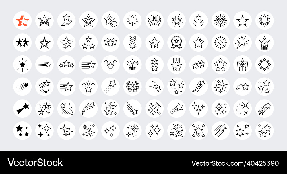 Stars symbol line icons Royalty Free Vector Image