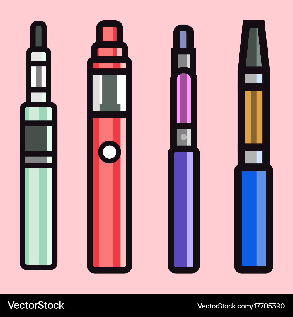 Vape device set cigarette vaporizer vapor Vector Image