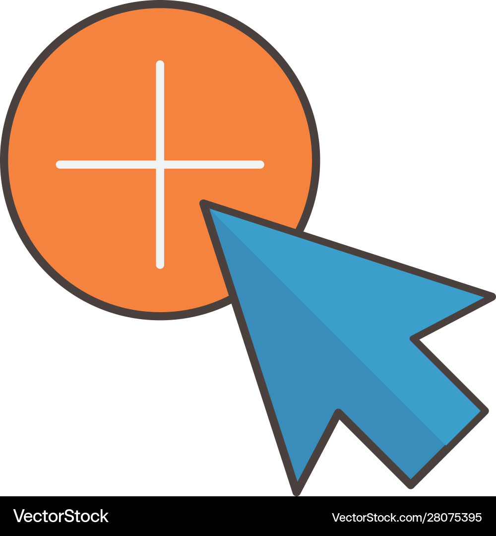 Arrow click plus social media icon Royalty Free Vector Image
