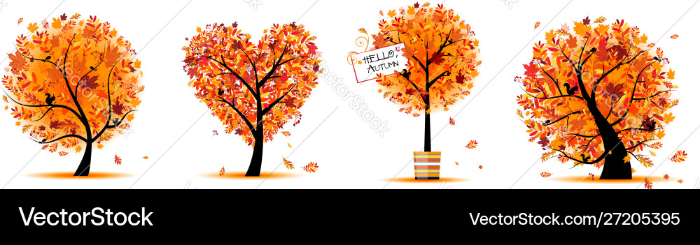 Autumn trees collection for your design Royalty Free Vector