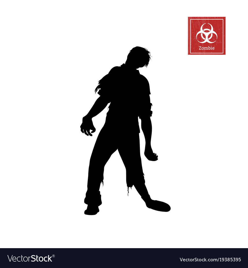 Black silhouette zombie on white background Vector Image