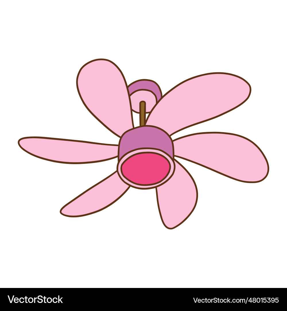 Ceiling fan pink color hand drawn Royalty Free Vector Image