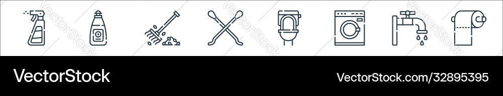 Cleaning line icons linear set quality line set Vector Image