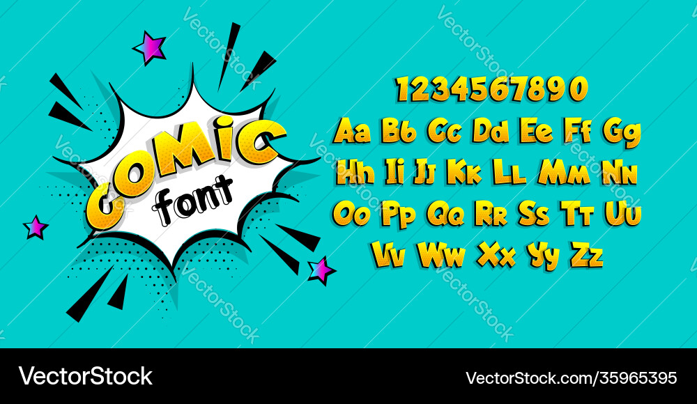 Comic book pop art super hero font Royalty Free Vector Image