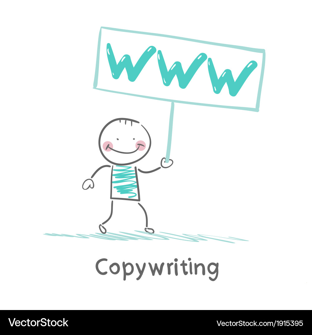 Copywriter holding a sign saying Royalty Free Vector Image