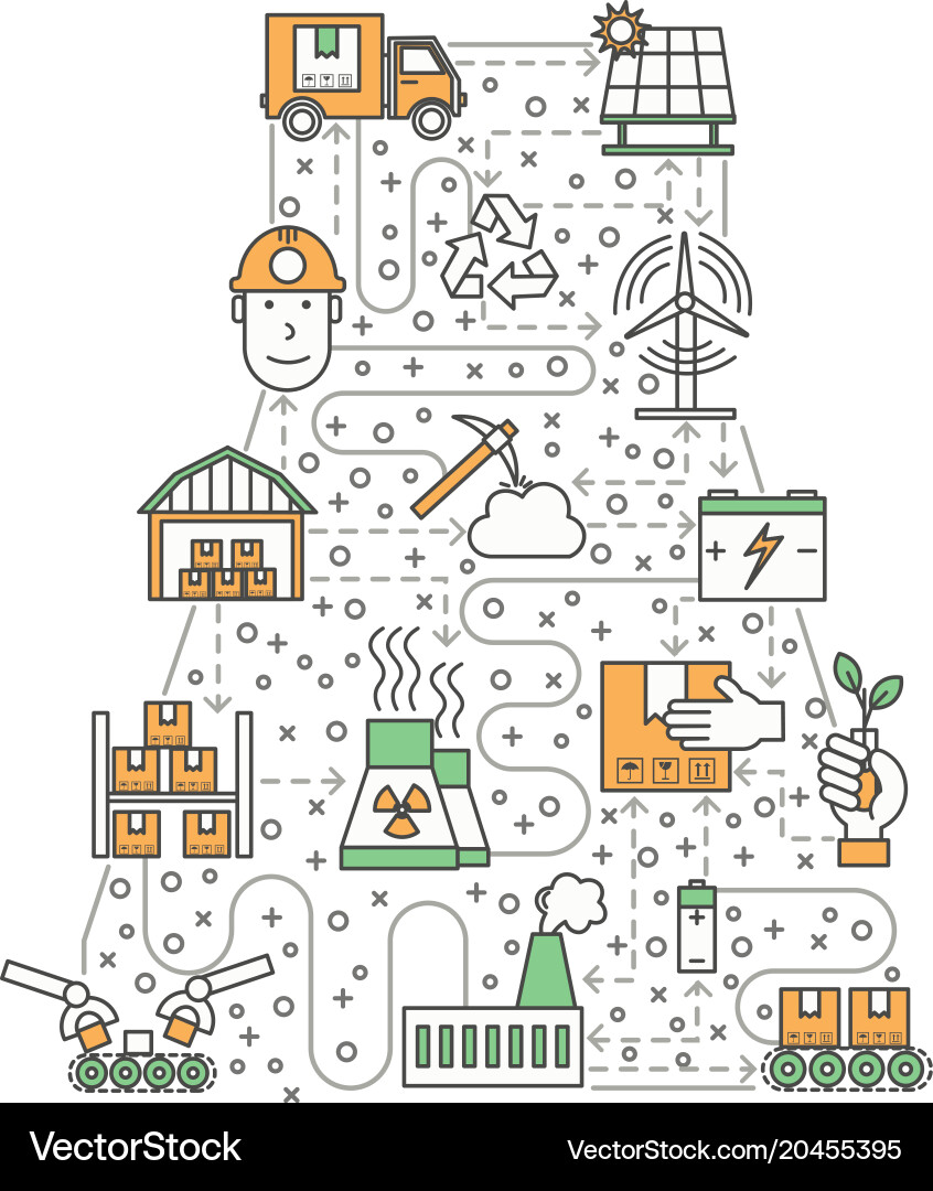 Ecological factory concept flat line art Vector Image