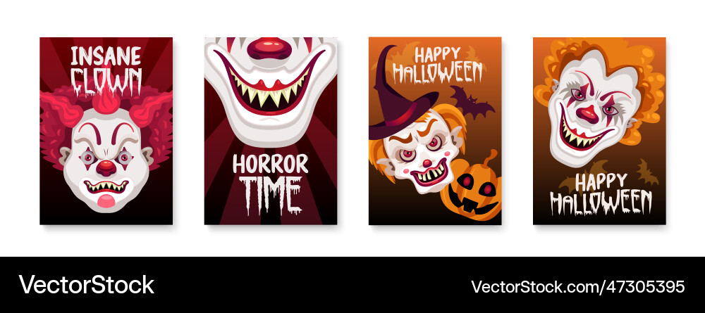 Halloween horror clowns posters Royalty Free Vector Image