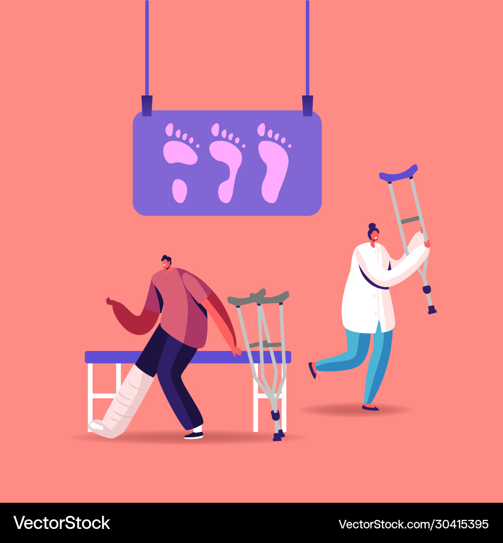 Invalid handicapped man character with leg Vector Image