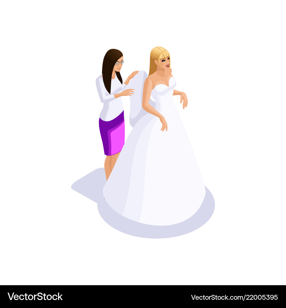 Isometrics woman preparing for the wedding Vector Image