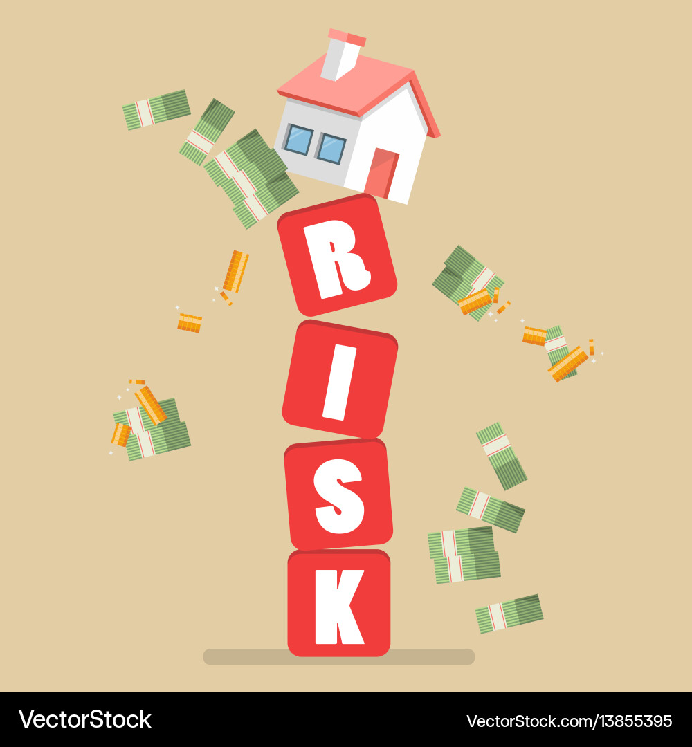 Real estate on shaky risk blocks Royalty Free Vector Image