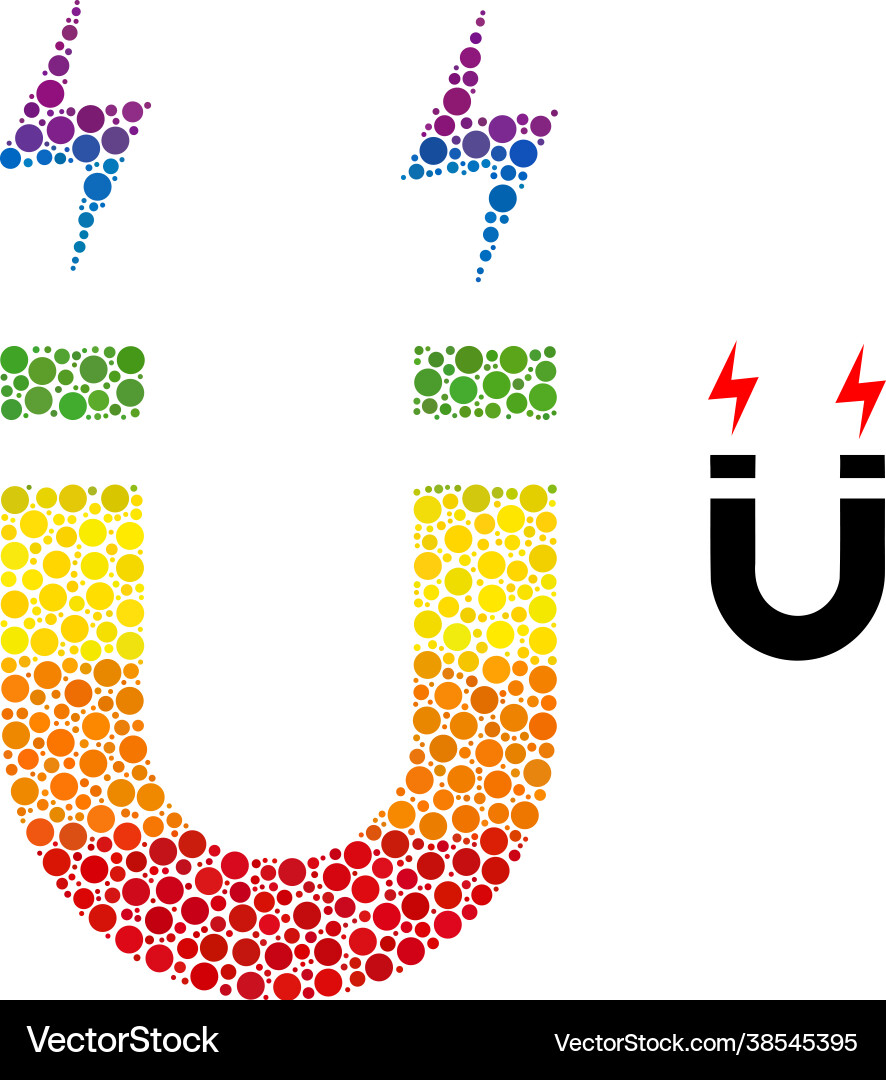Spectrum horseshoe magnet collage icon circles Vector Image