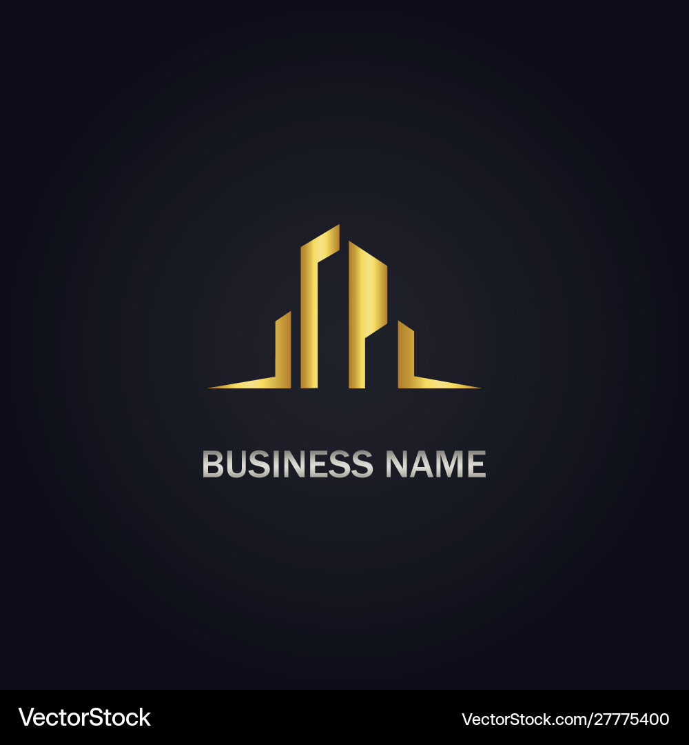 Building company gold logo Royalty Free Vector Image