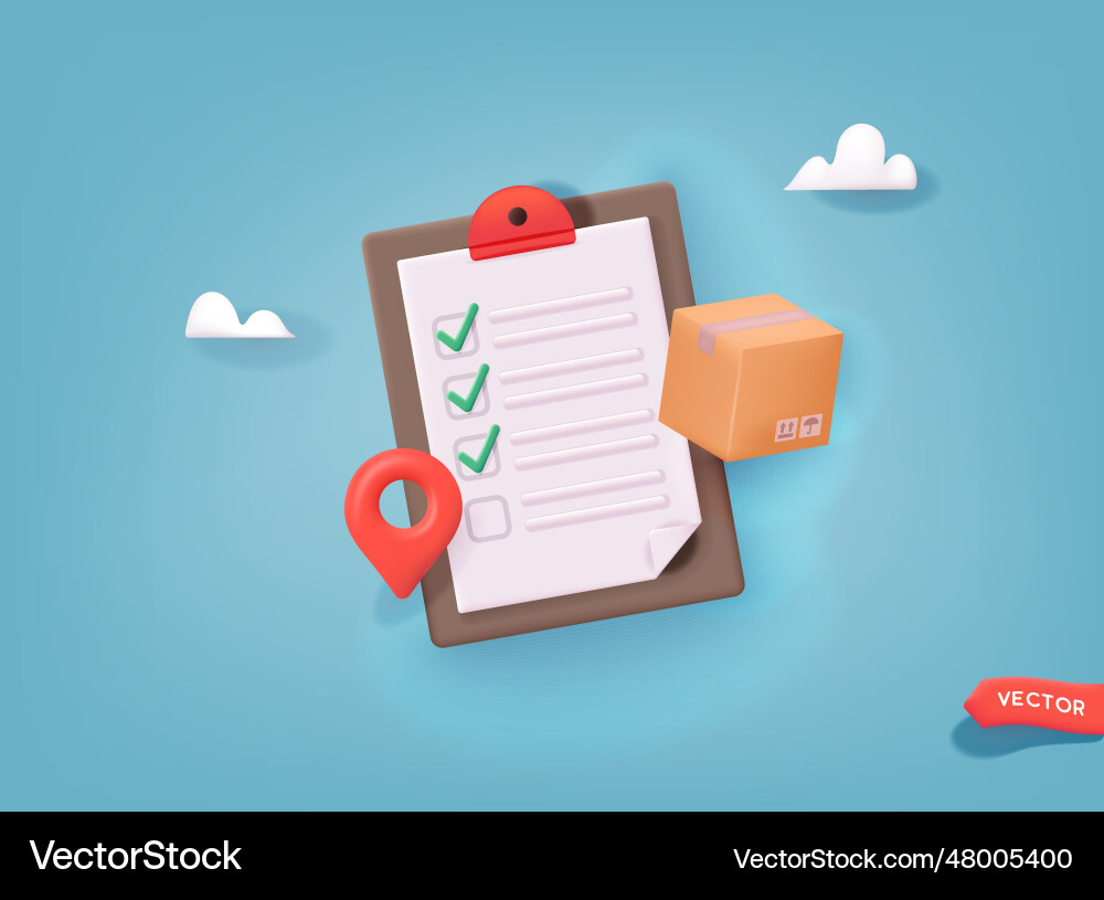 Cartoon paper parcel package boxes with clipboard Vector Image