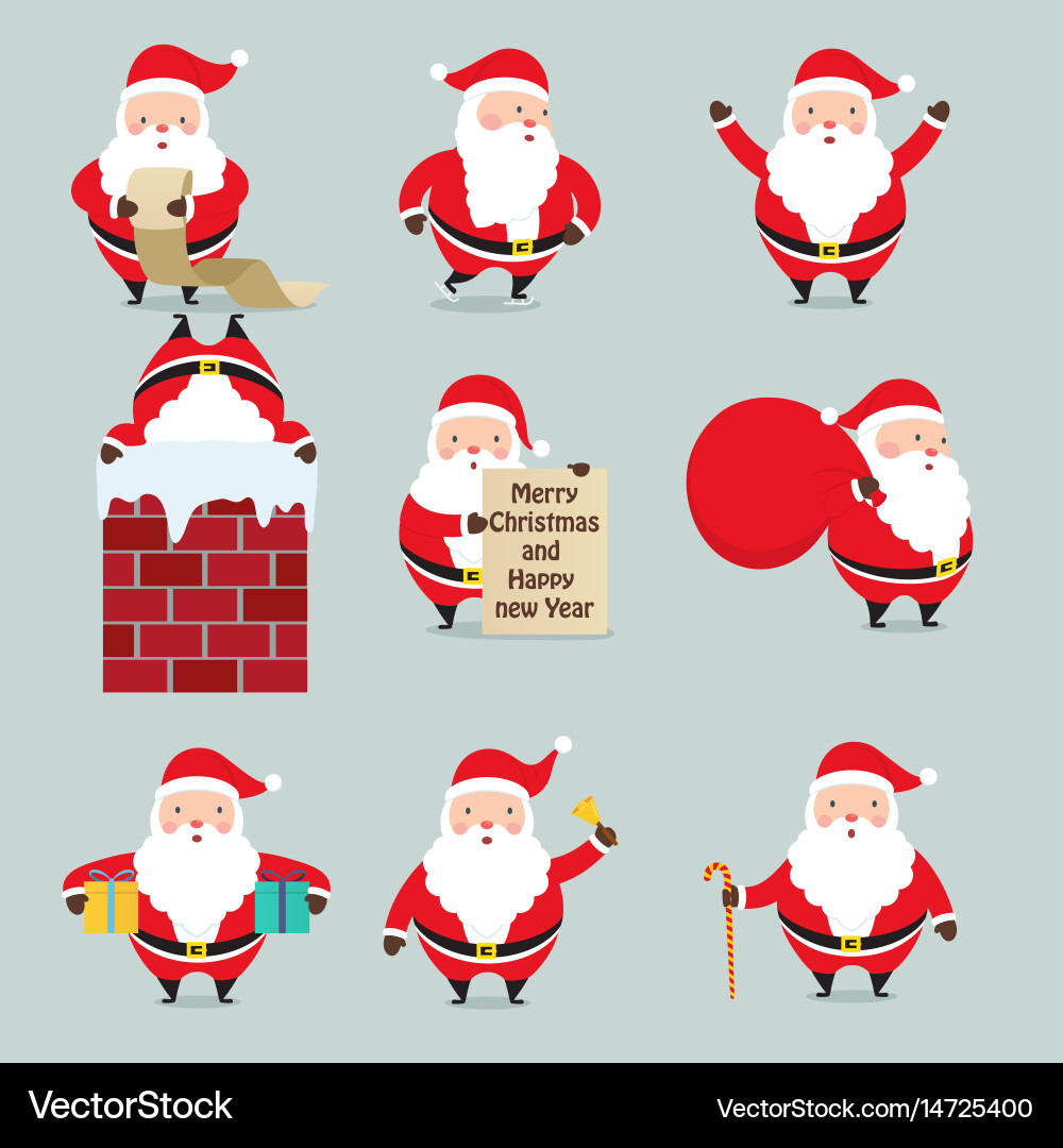 Christmas set santa claus Royalty Free Vector Image