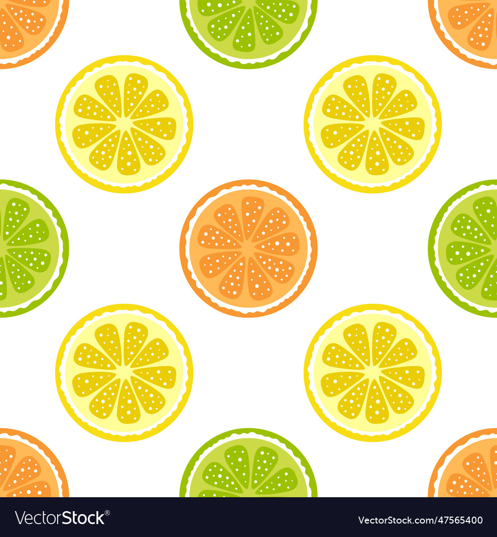Citrus fruit slice cartoon seamless pattern Vector Image