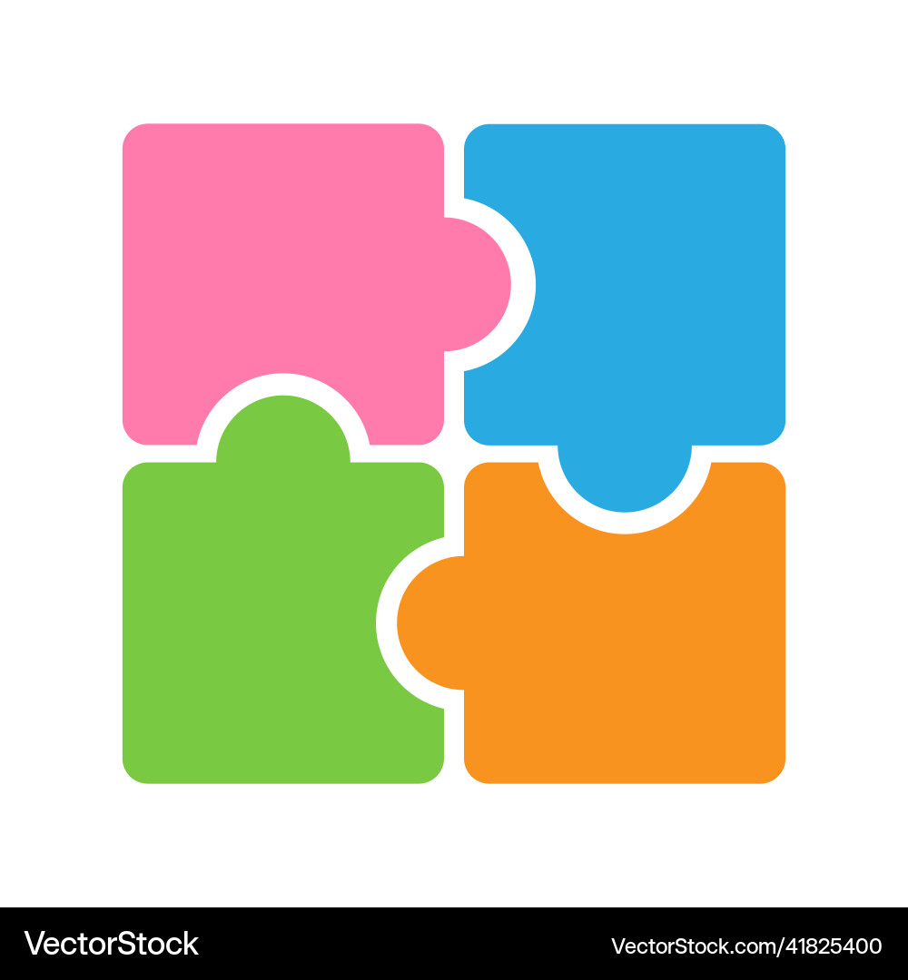 Color puzzle piece jigsaw symbol teamwork Vector Image