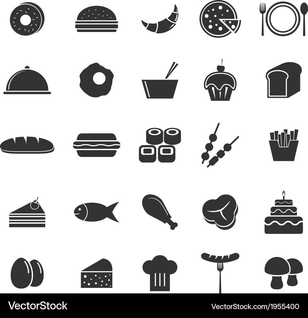 Food icons on white background Royalty Free Vector Image