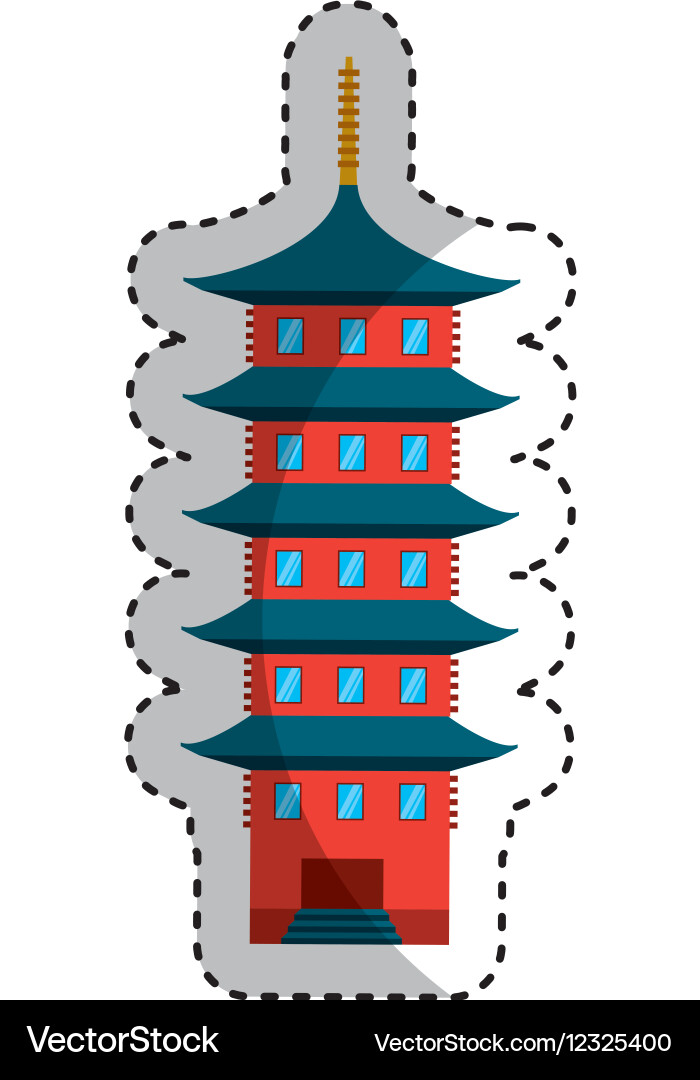 Japanese building isolated icon Royalty Free Vector Image