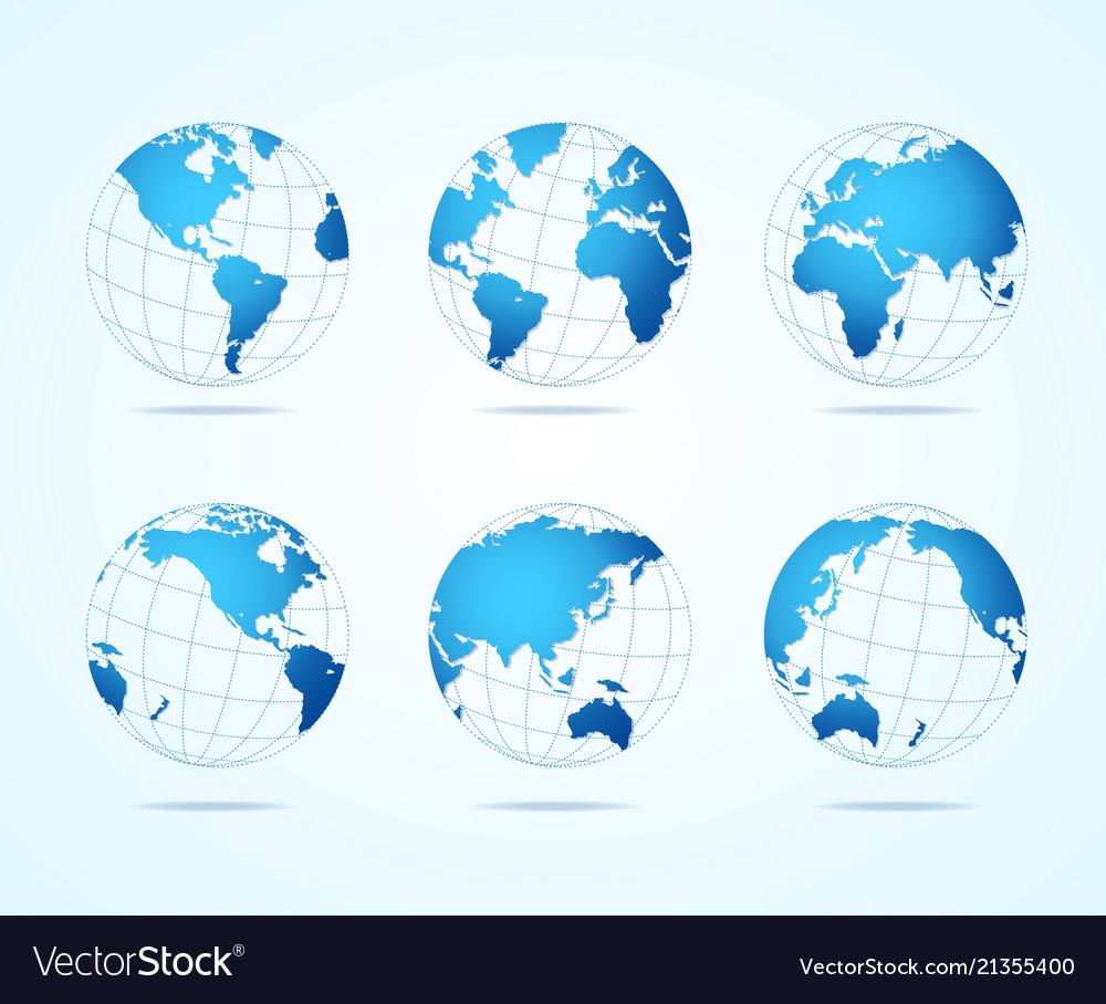Map globe set Royalty Free Vector Image - VectorStock