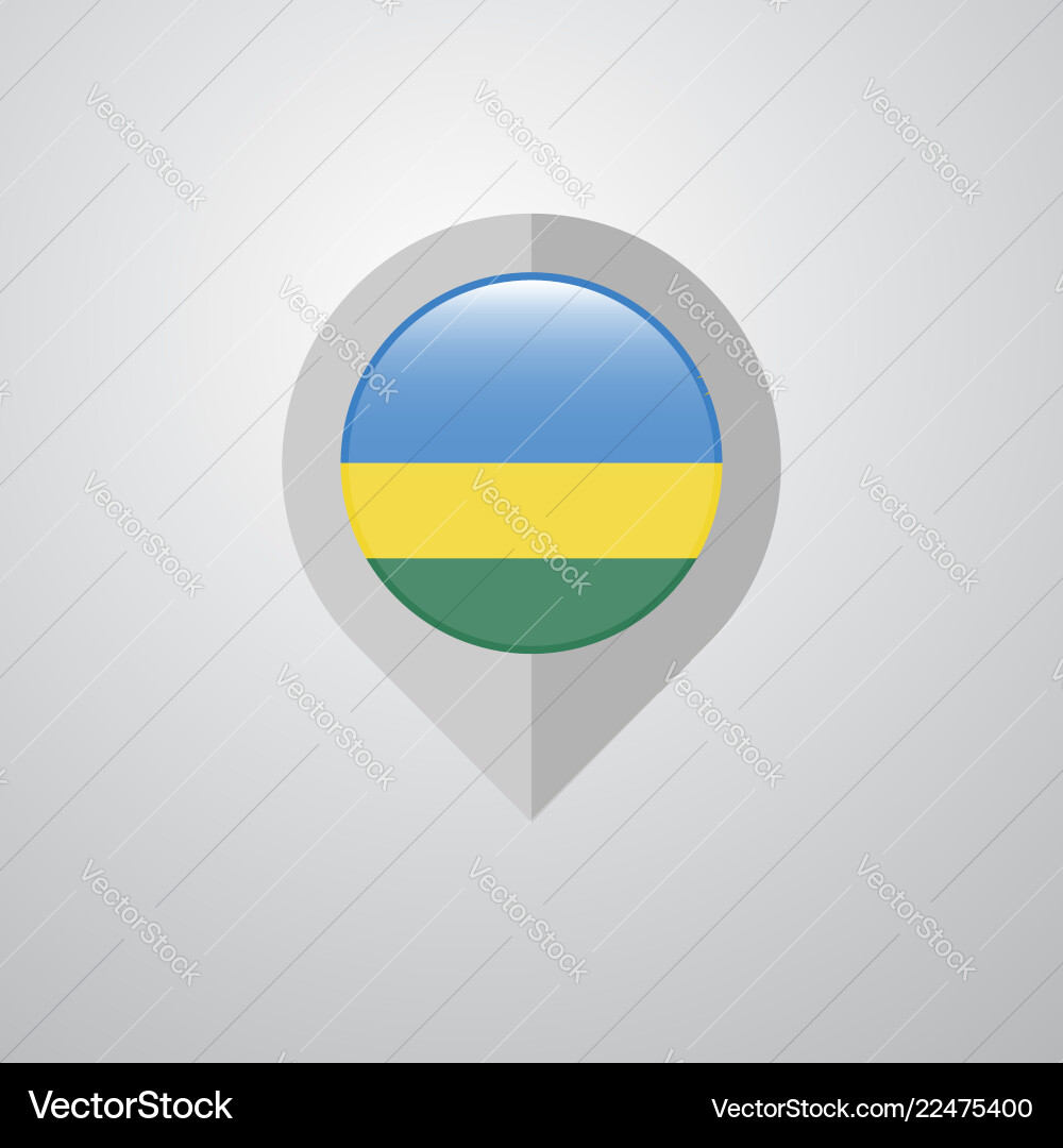 Map navigation pointer with rwanda flag design Vector Image