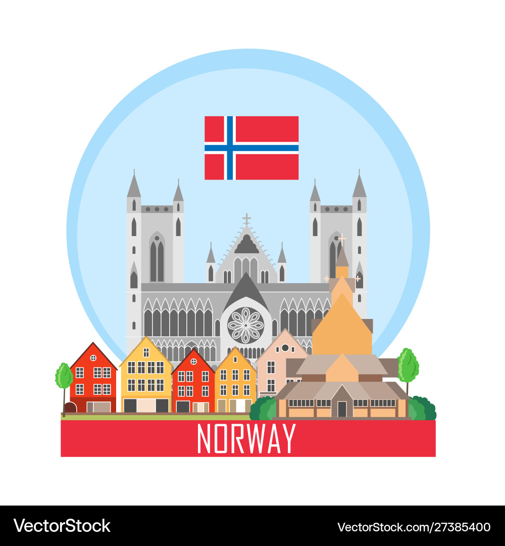 Norway background with national attractions Vector Image