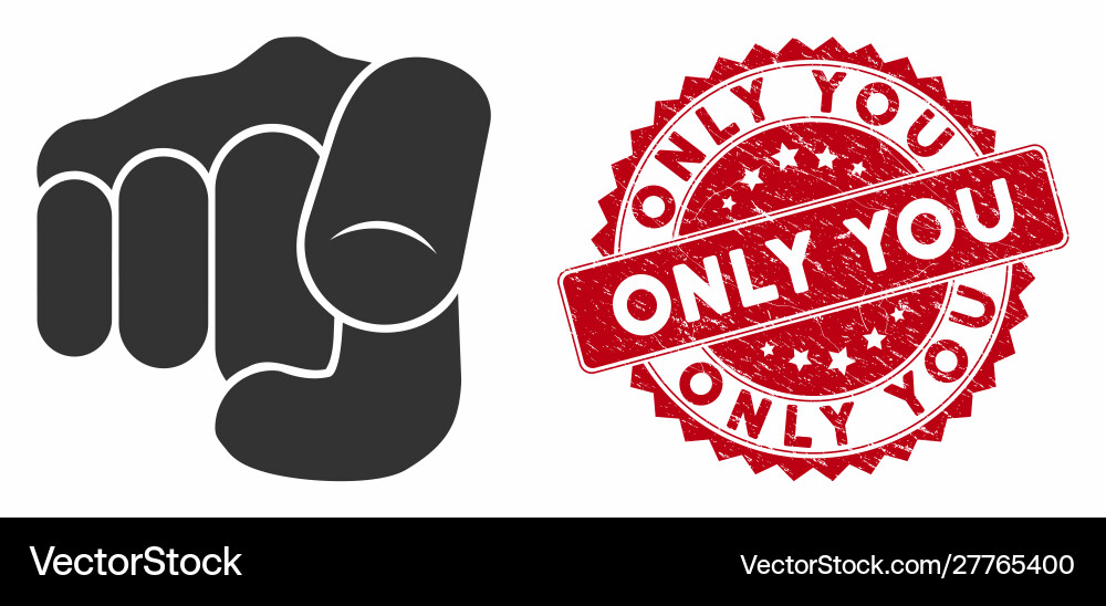 Only you icon with distress seal Royalty Free Vector Image