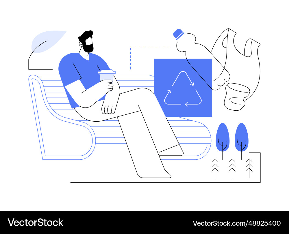 Recycled park benches abstract concept Royalty Free Vector