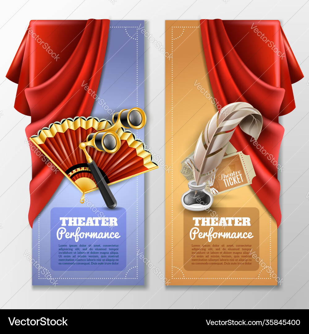 Theatre and stage banners set Royalty Free Vector Image