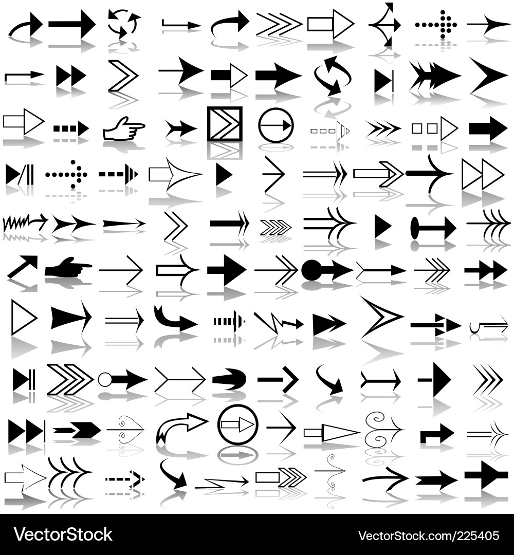 100 arrows Royalty Free Vector Image - VectorStock