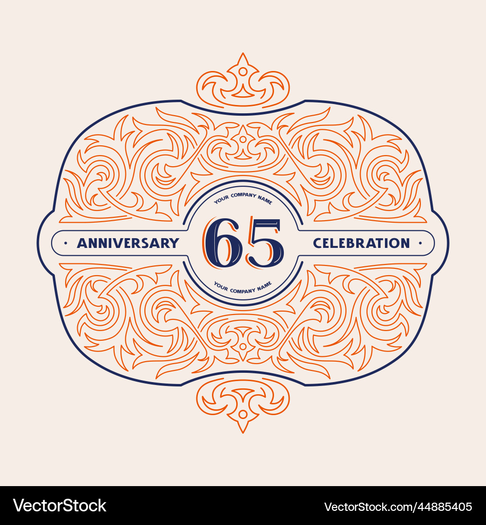 65 years anniversary celebration card Royalty Free Vector