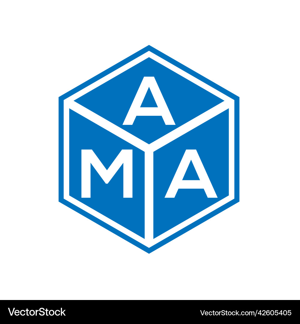 Ama letter logo design on black background Vector Image