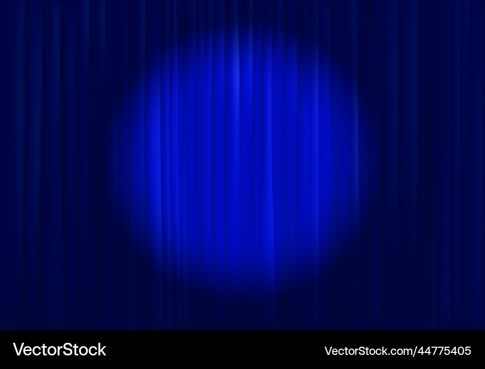 Blue cinema curtains with light beam Royalty Free Vector