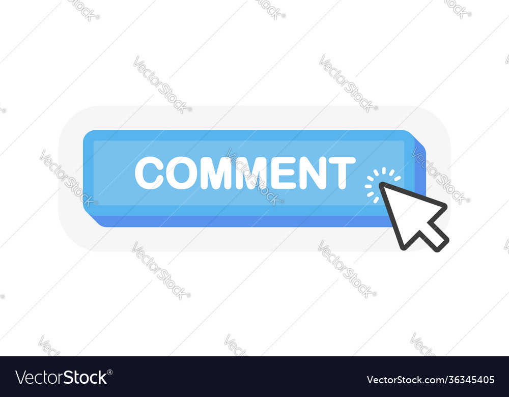 Blue comment button in flat 3d style social media Vector Image Blue comment button in flat 3d style social media Vector Image