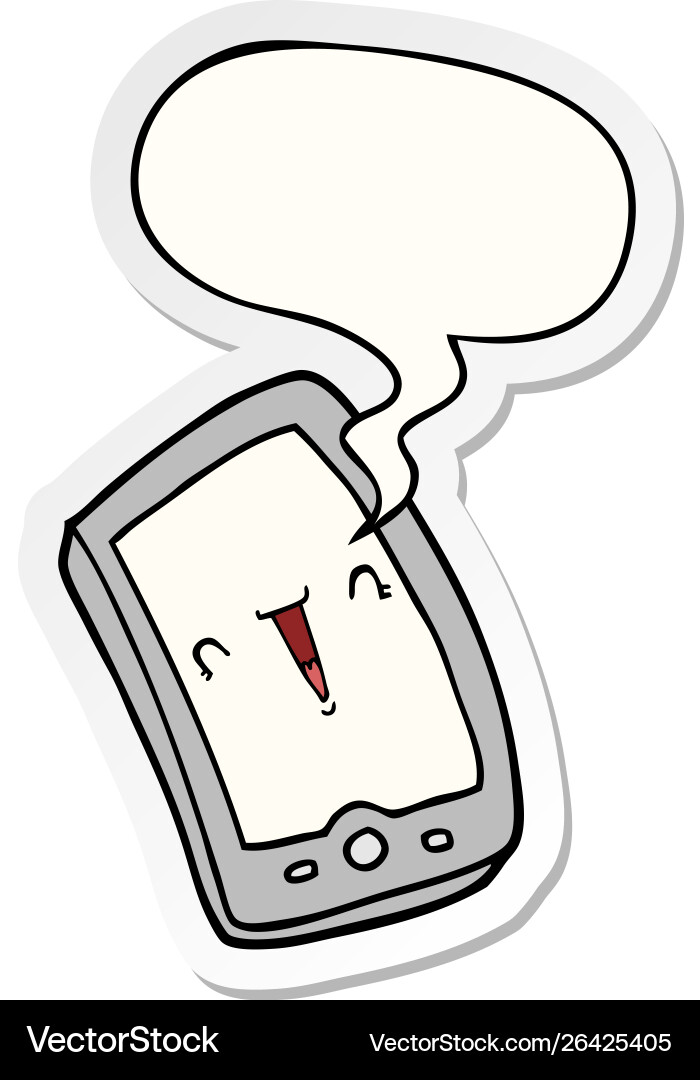 Cute cartoon mobile phone and speech bubble Vector Image