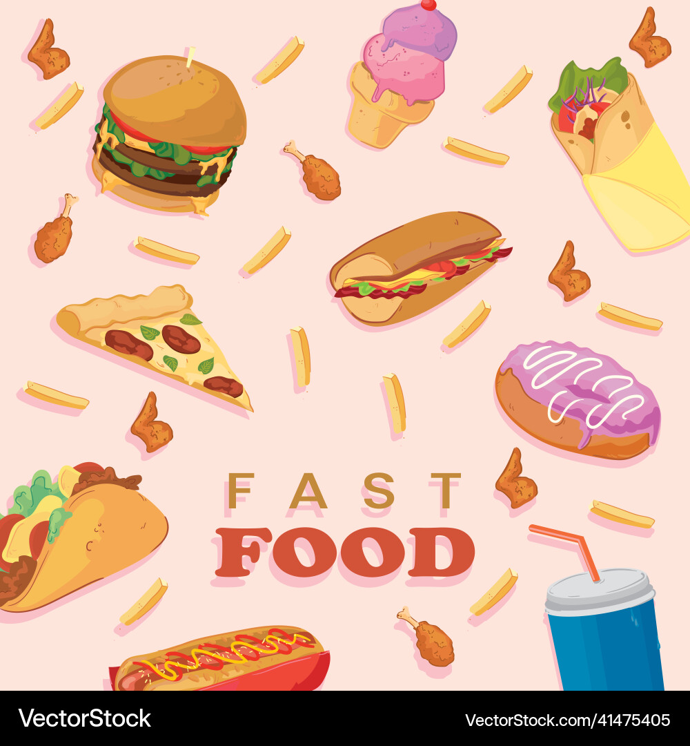 Fast food card Royalty Free Vector Image - VectorStock