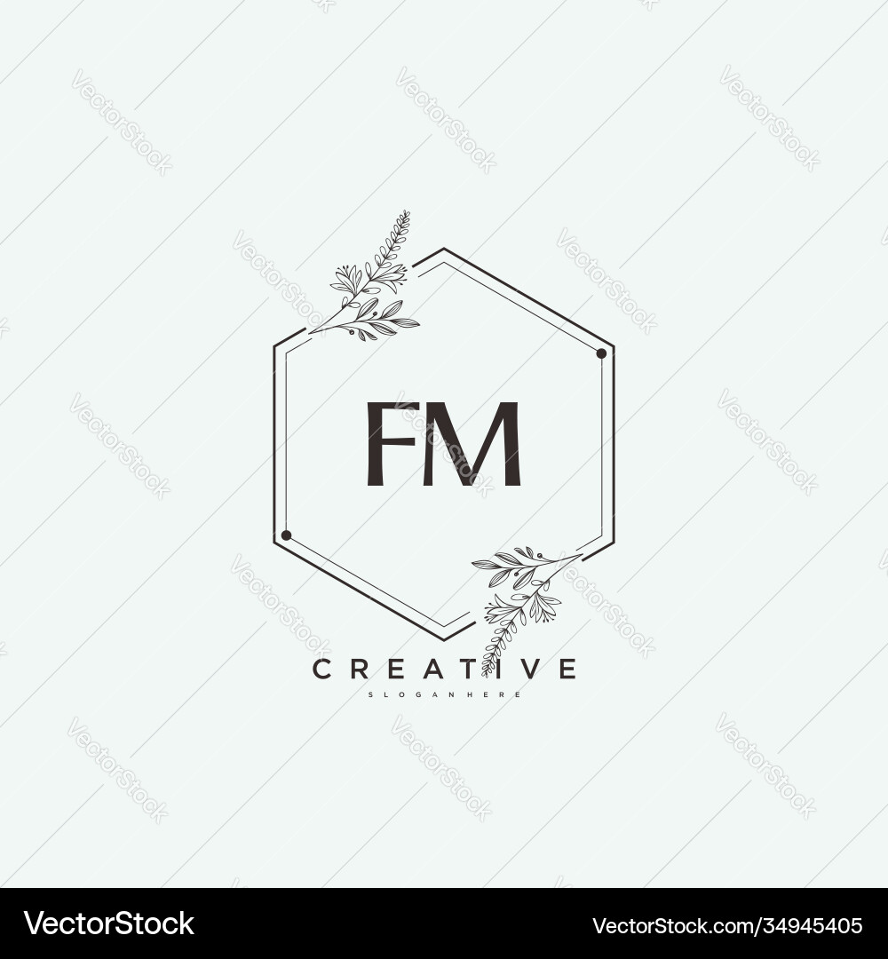 Fm beauty initial logo art handwriting logo Vector Image